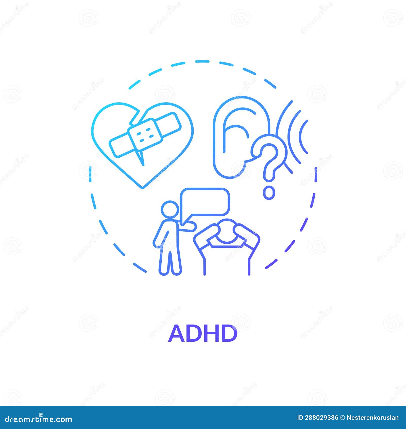 2D ADHD Gradient Line Icon Concept Stock Illustration - Illustration of ...