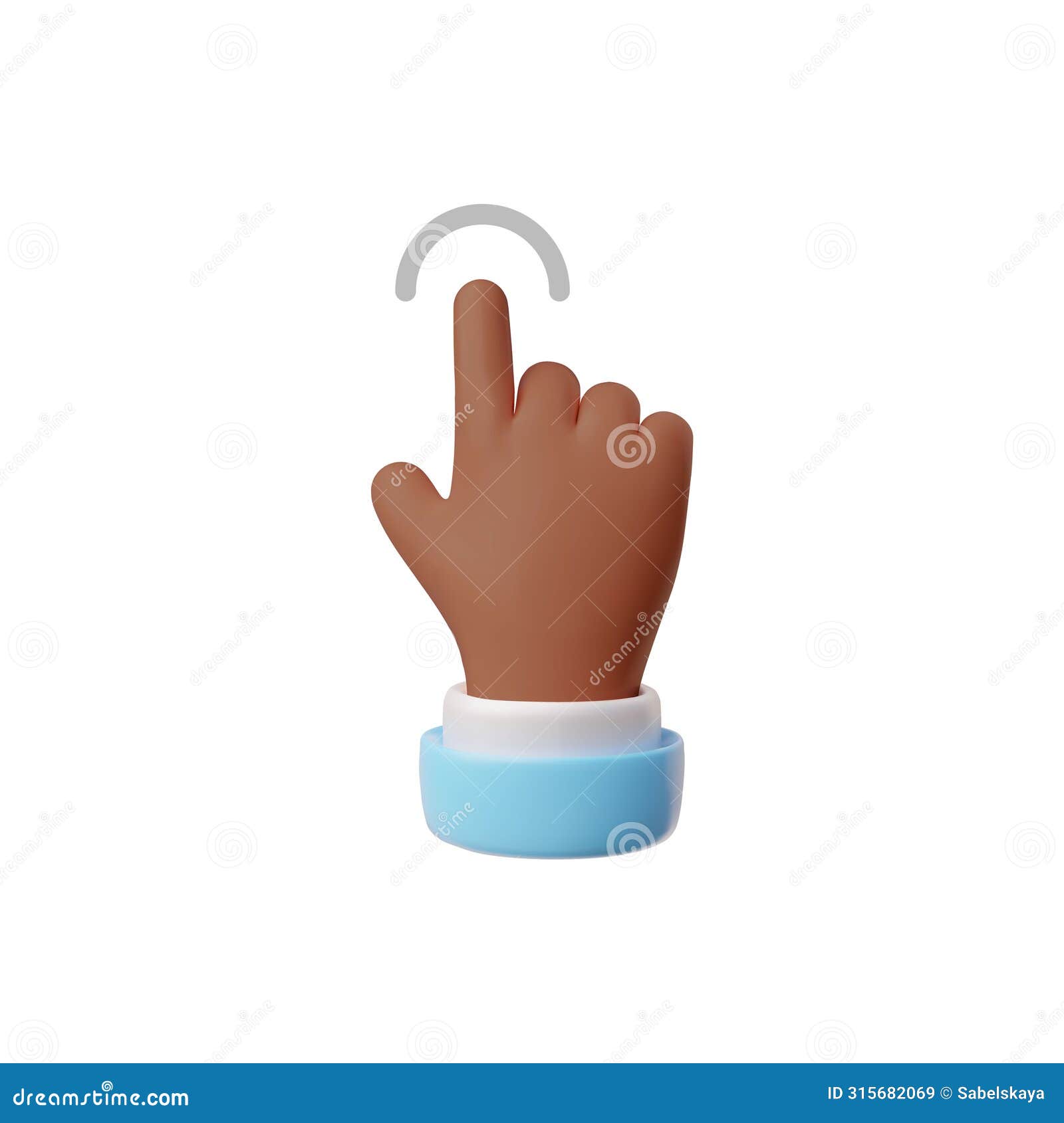 3D Afro Hand Pointing Index Finger Gesture Vector Icon, Touch Click Arc ...