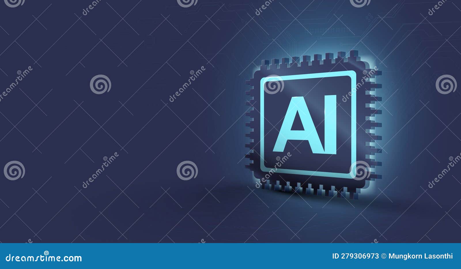 3D AI Chipset On A Circuit Board Background. AI Technology. Vector ...