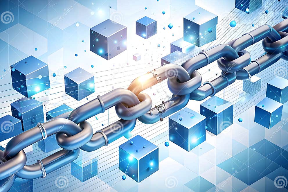 3D AI Driven Blockchain Elements Concept As Abstract Elements Representing Blockchain Technology ...