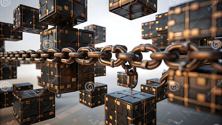 3D AI Driven Blockchain Elements Concept As Abstract Elements ...