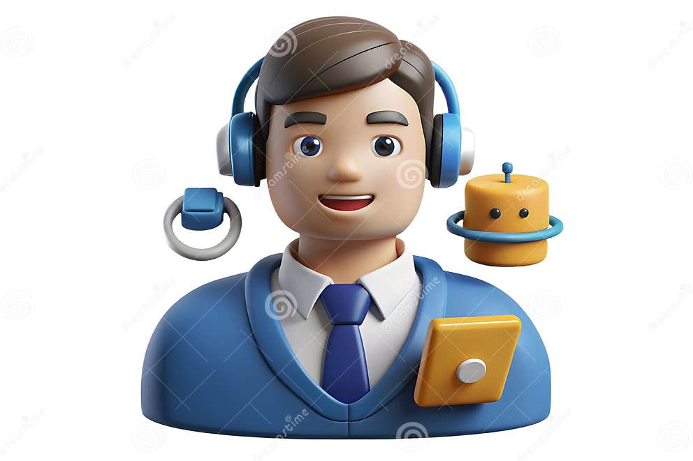 3D AI Driven Customer Support Interaction Concept As a Candid Capture ...