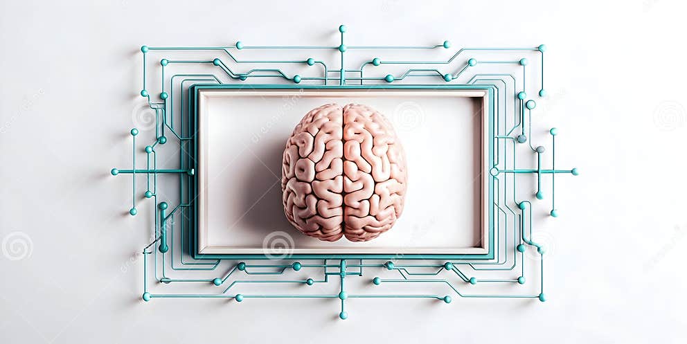 3D AI Driven Digital Brain Frame Concept As a Minimalistic Border Frame ...