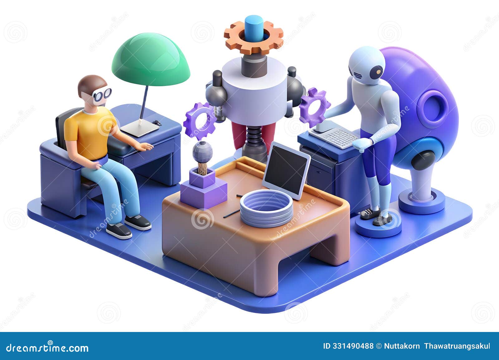 3D AI Driven Innovation Lab Concept As a Candid Capture of a Team ...