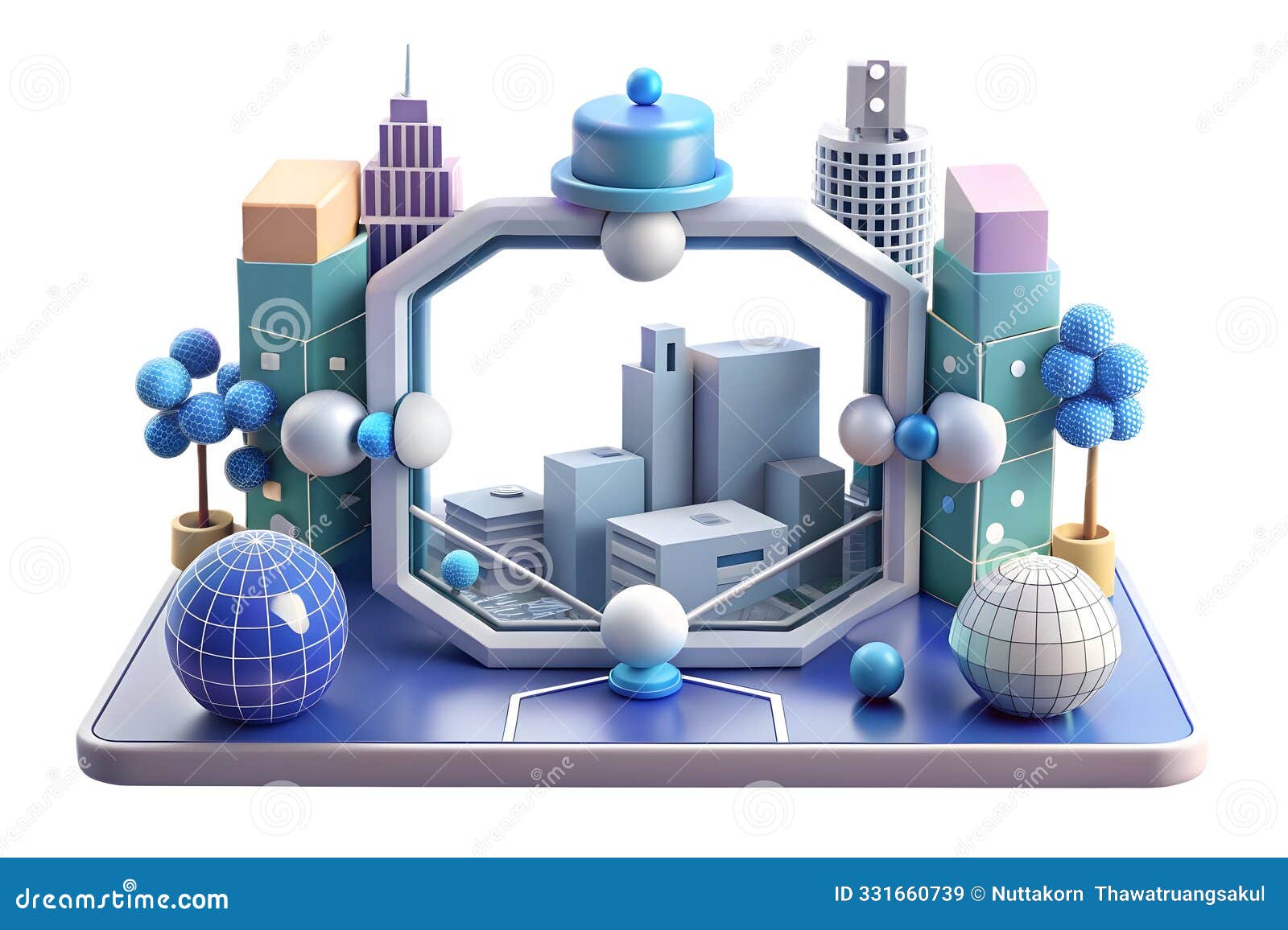 3D AI Driven Smart City Frame Concept As a Border Frame with Smart City ...