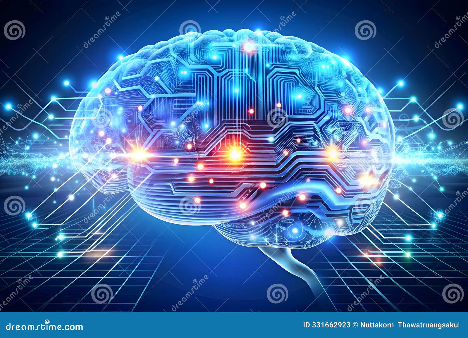 3D AI Powered Brainwave Vector Concept As a Clean Abstract of Glowing ...