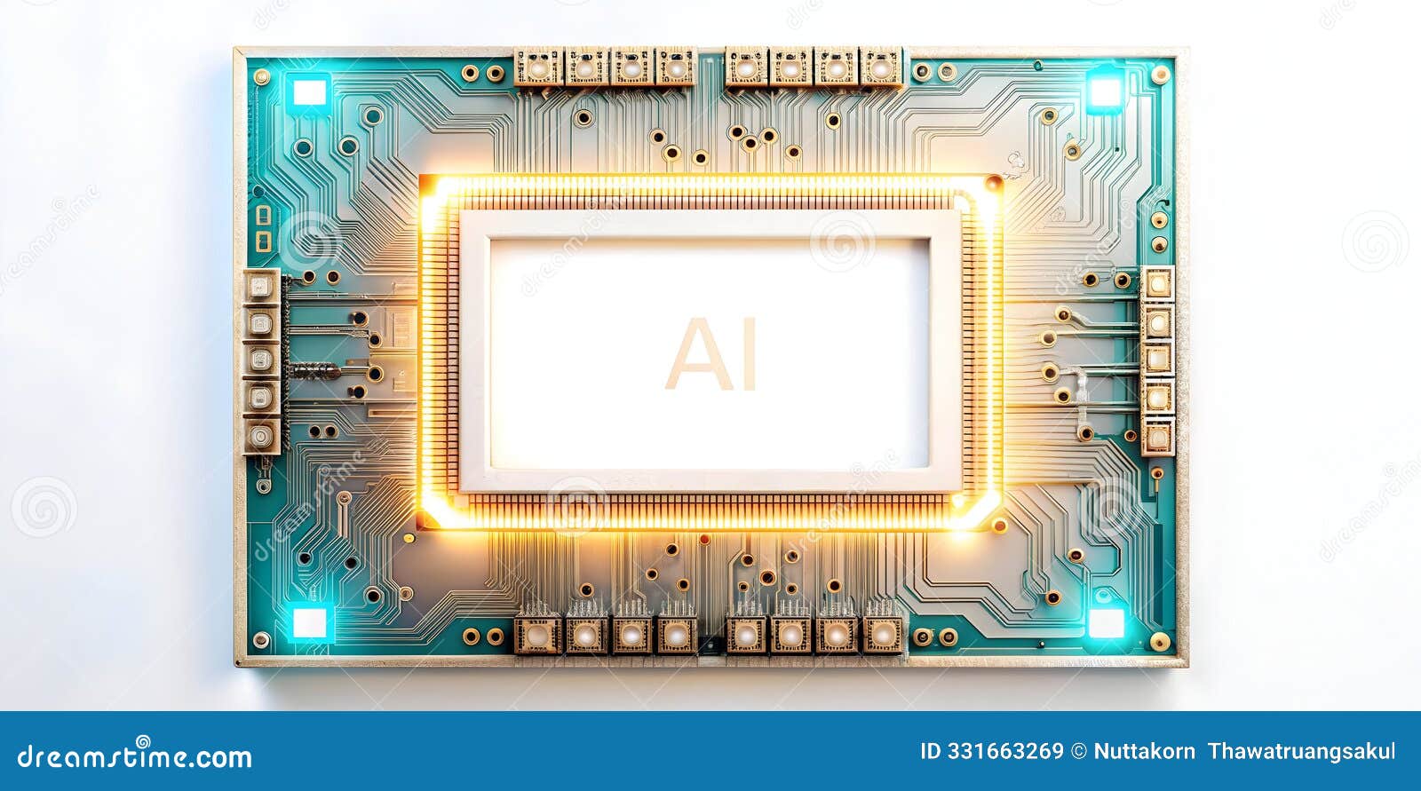 3D AI Powered Circuit Frame Concept As a Clean Border Frame Featuring ...