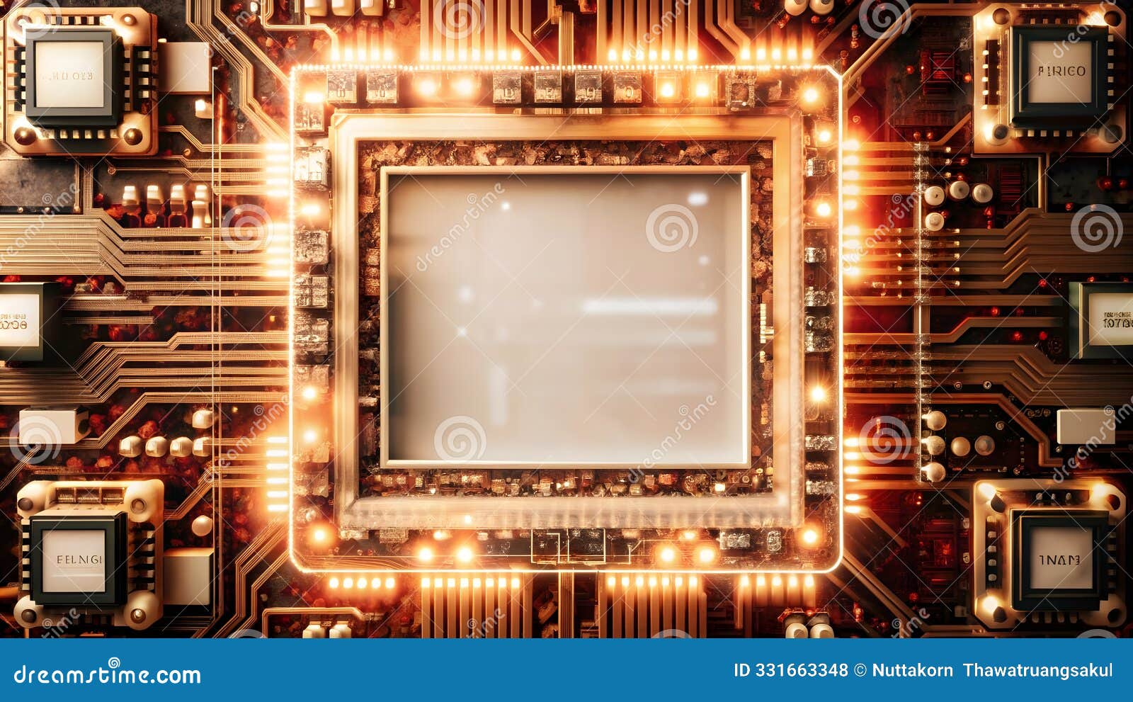 3D AI Powered Circuit Frame Concept As a Clean Border Frame Featuring ...