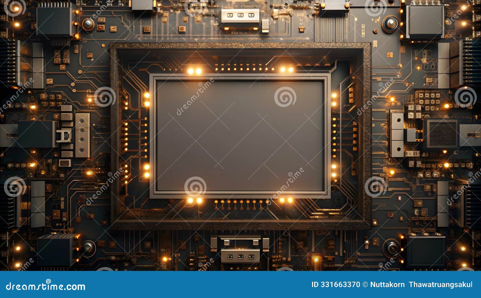 3D AI Powered Circuit Frame Concept As a Clean Border Frame Featuring ...