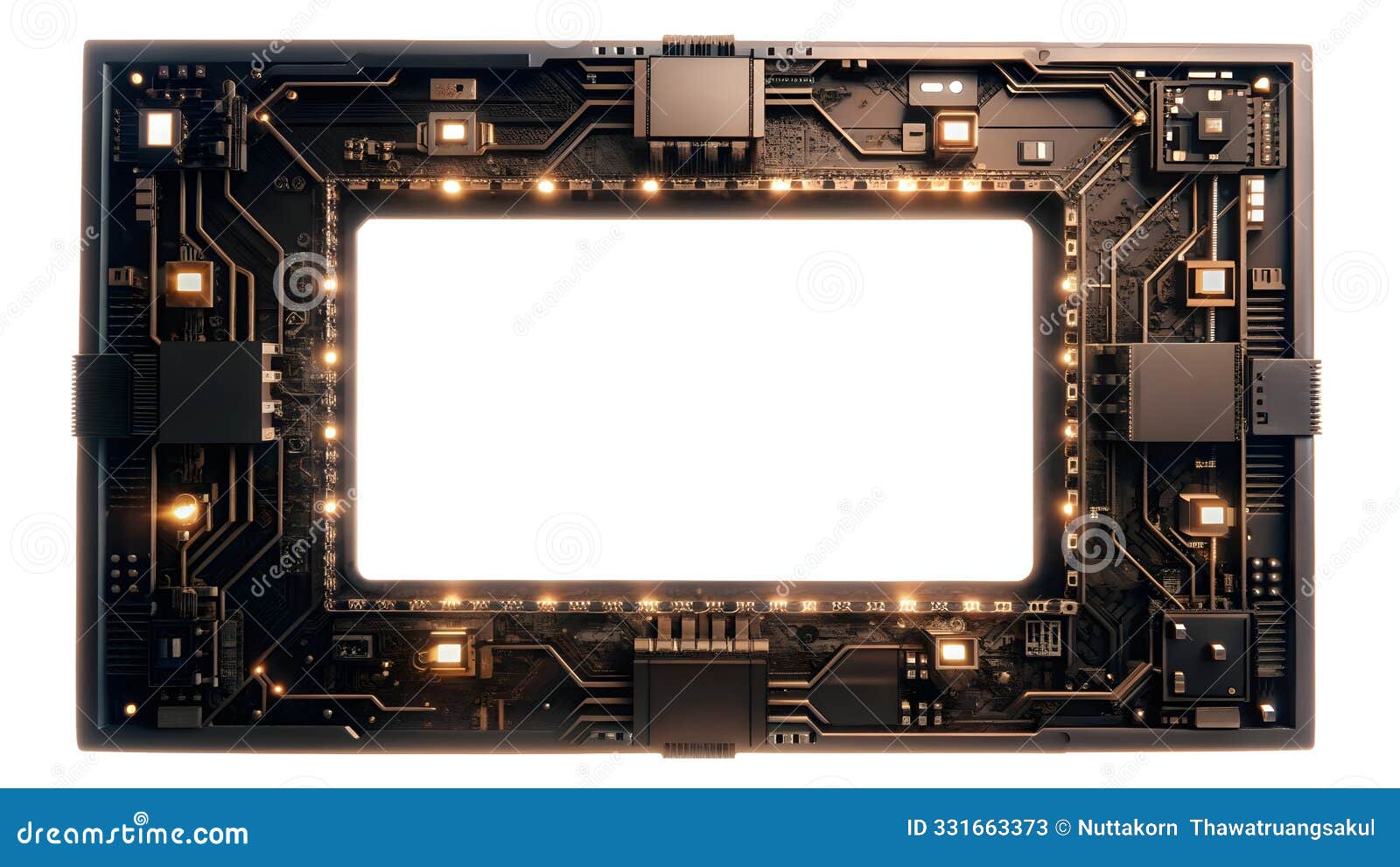 3D AI Powered Circuit Frame Concept As a Clean Border Frame Featuring ...