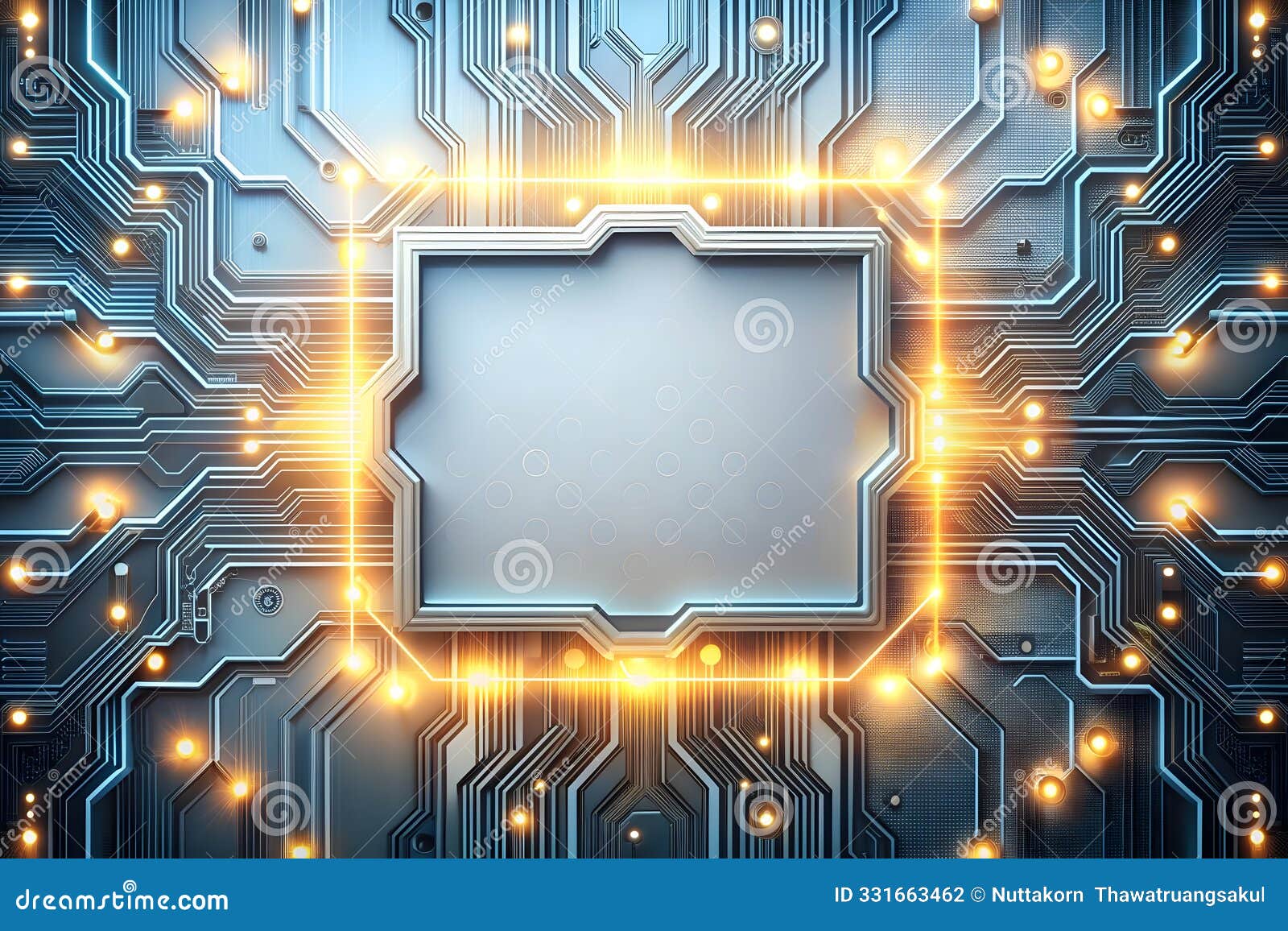 3D AI Powered Circuit Frame Concept As a Clean Border Frame Featuring ...