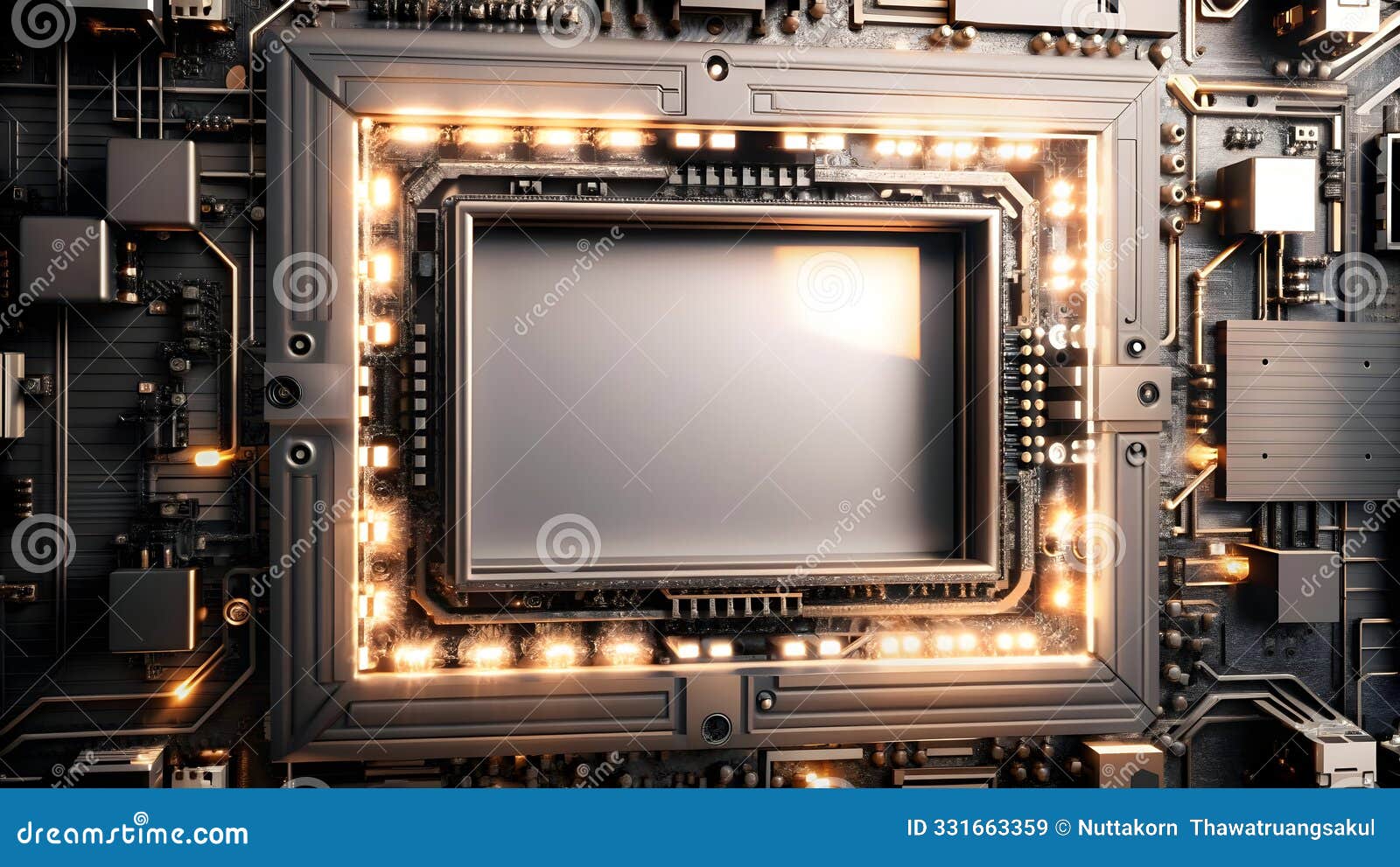 3D AI Powered Circuit Frame Concept As a Clean Border Frame Featuring ...