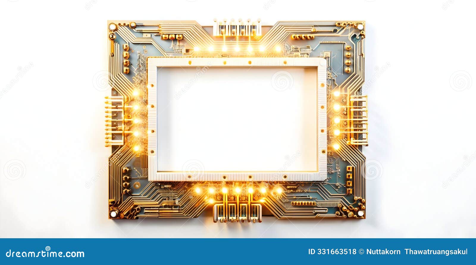 3D AI Powered Circuit Frame Concept As a Clean Border Frame Featuring ...