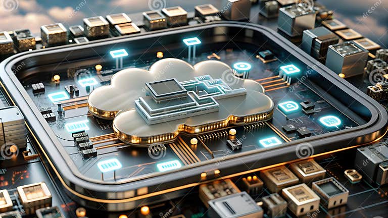 3D AI Powered Cloud Computing Frame Concept As a Clean Border Frame ...