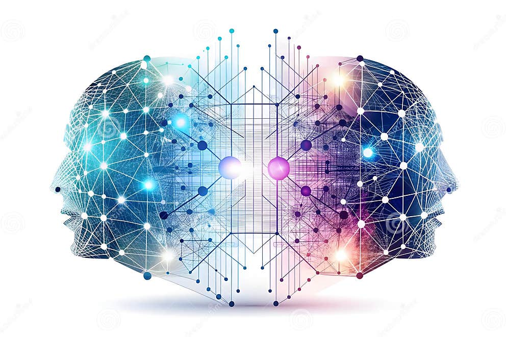 3D AI Powered Digital Twin Vector Concept As a Minimalistic Abstract ...