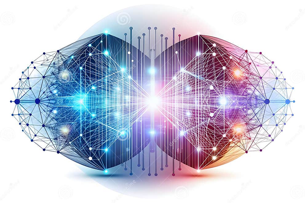 3D AI Powered Digital Twin Vector Concept As a Minimalistic Abstract ...