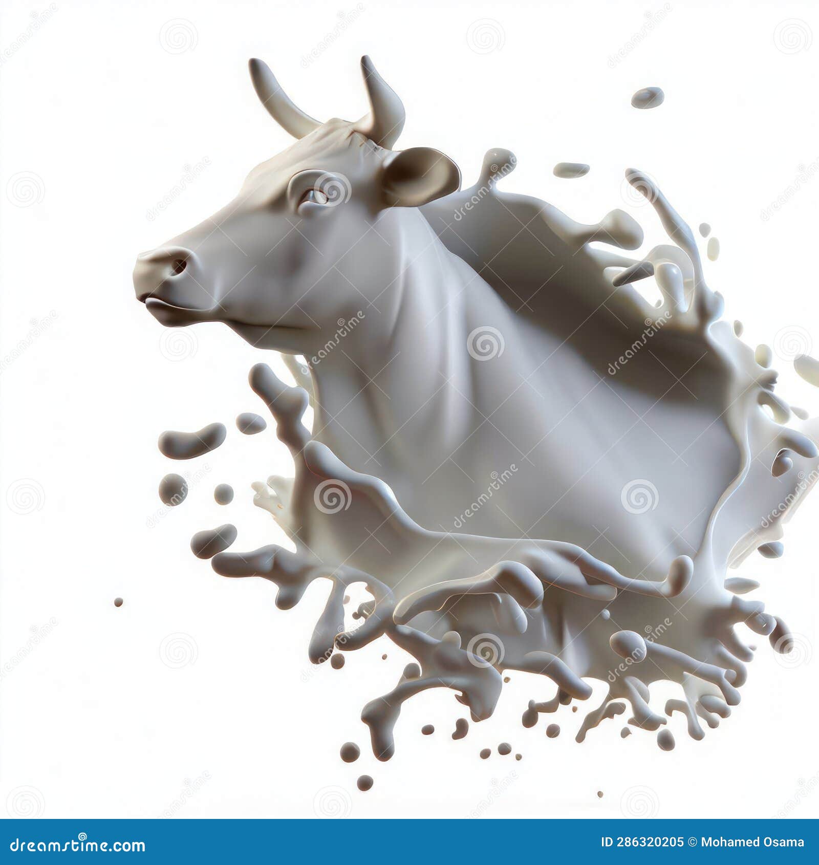 3D Ai Render of a Happy Cow Jumping in Milk Splash Stock Illustration ...