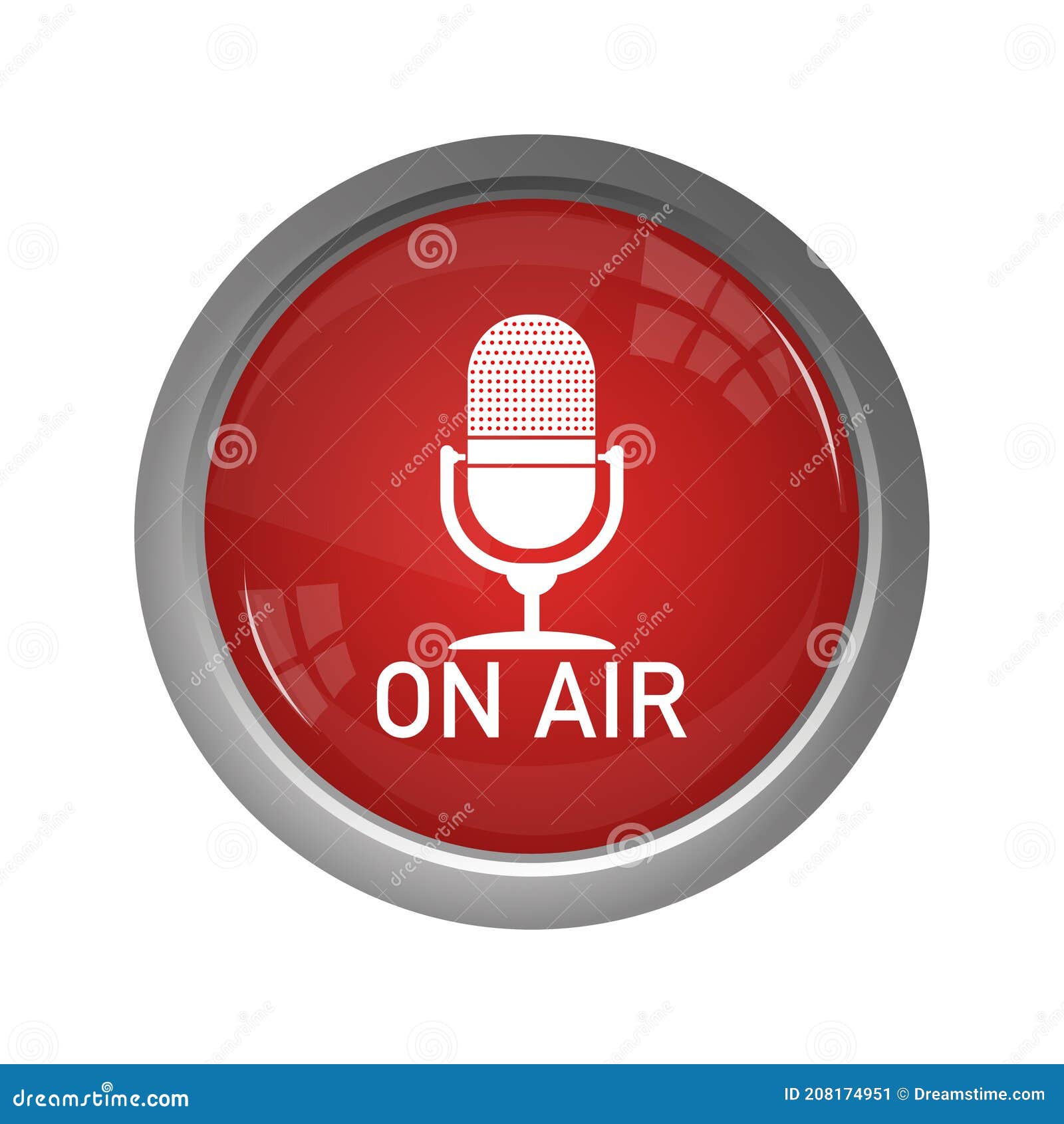 3d on Air Button for Banner Design. Red on Air Button with Light ...