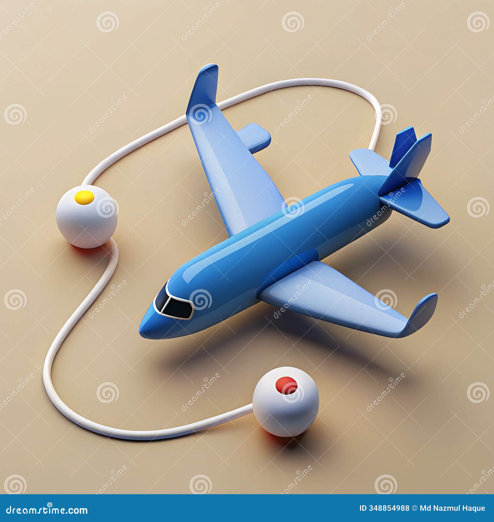 3D Airplane Flying and Leaves a Trace Line. Airplane Line Path Routes ...