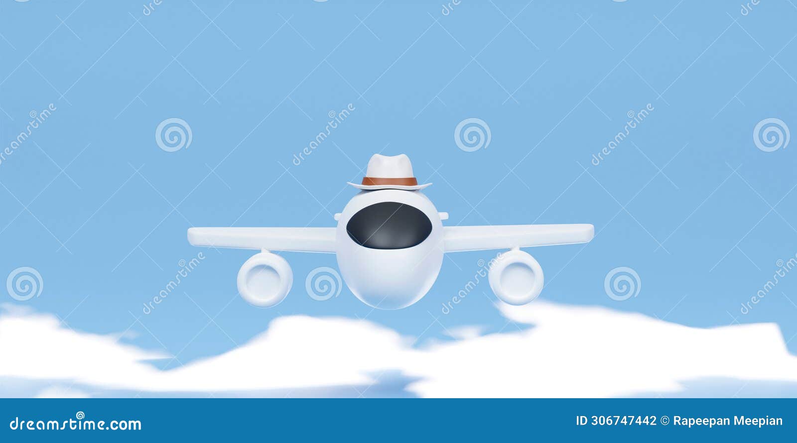 3D Airplane with Hat Flying Traveling Concept 3d Illustration Stock ...