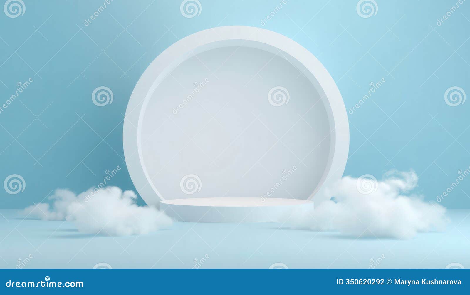 3D Airy Composition Features Calming Light Blue Background. Wispy White ...