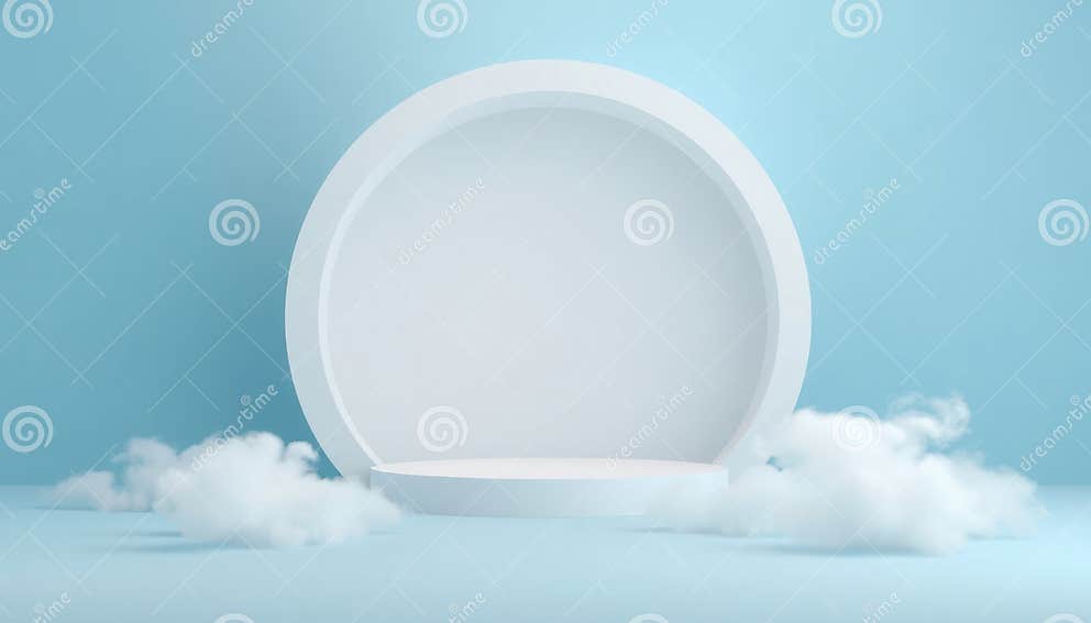 3D Airy Composition Features Calming Light Blue Background. Wispy White ...