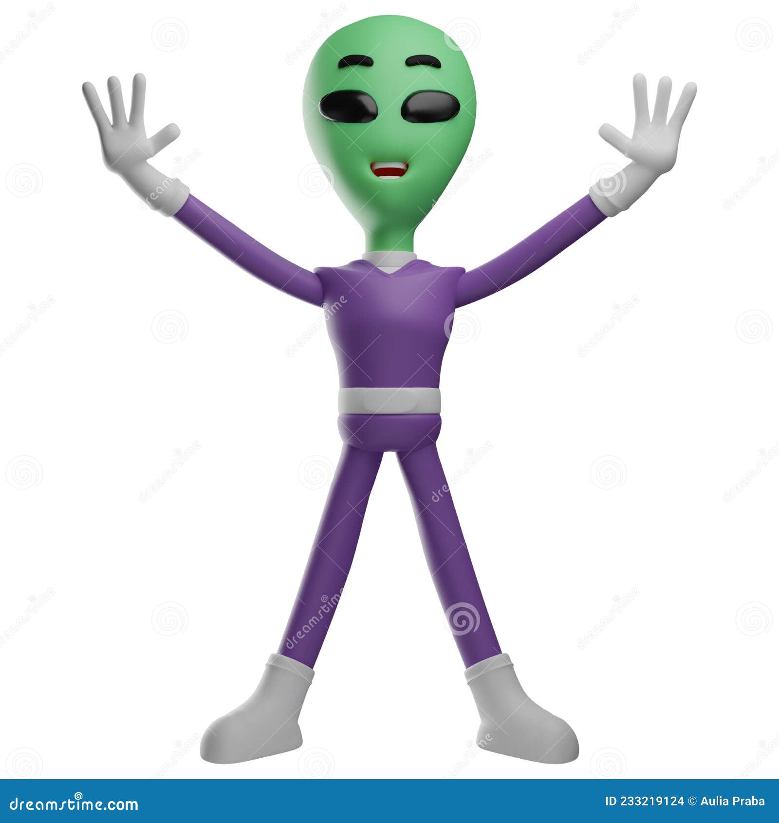 3D Alien Cartoon Design Opens His Arms Widely Stock Illustration ...