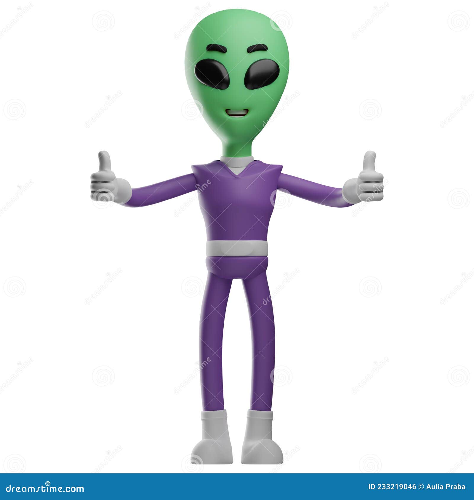 3D Alien Cartoon Design Showing Two Thumbs Up Stock Illustration ...