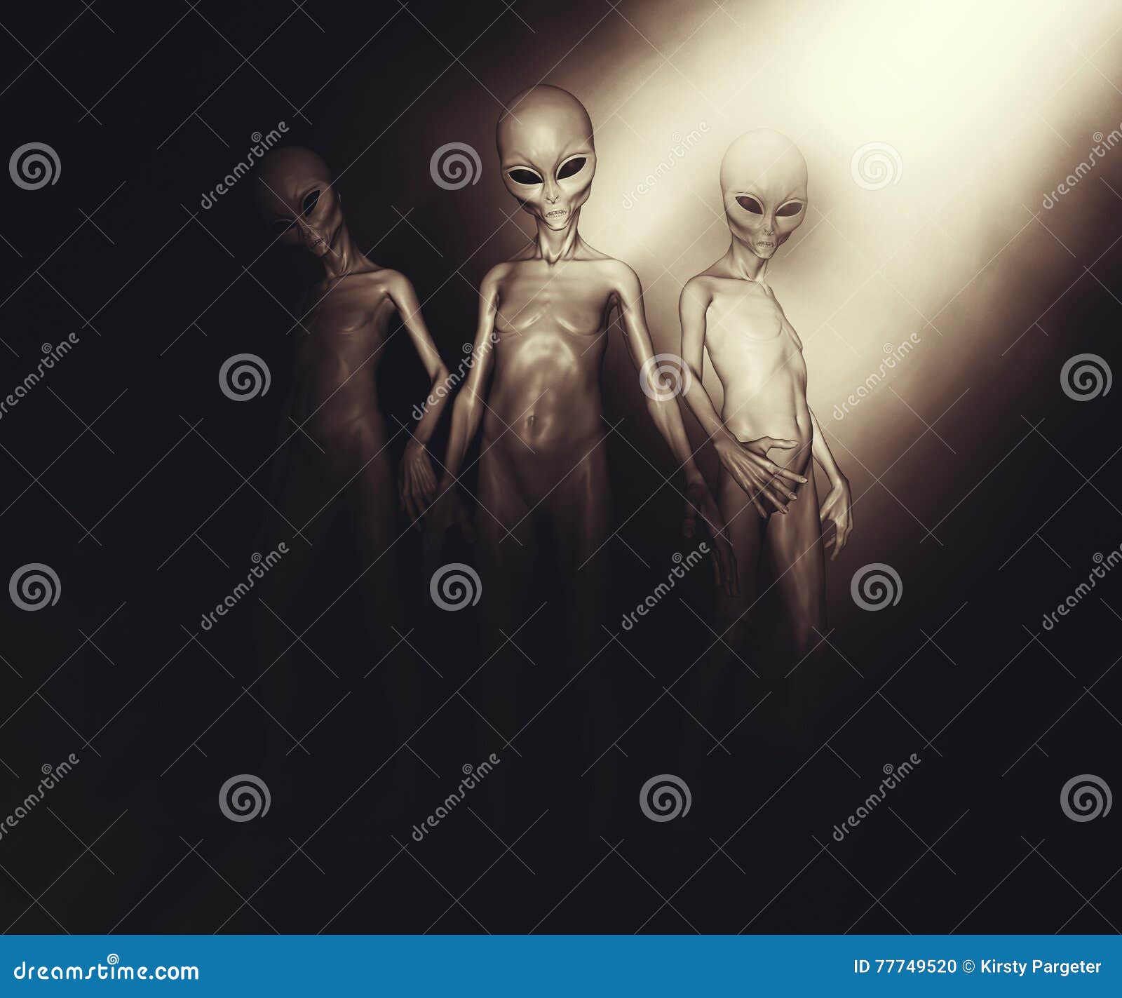Group Of Aliens On Green Background Royalty-Free Illustration ...