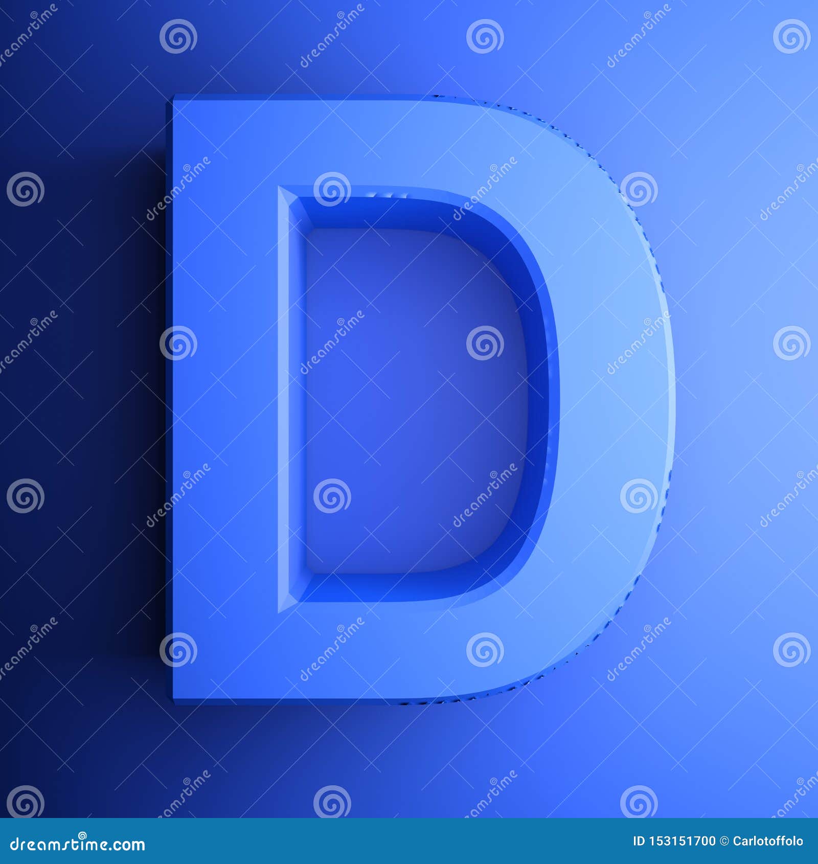 D Alphabetic Letter Blue, Isolated on Blue Background - 3D Rendering ...