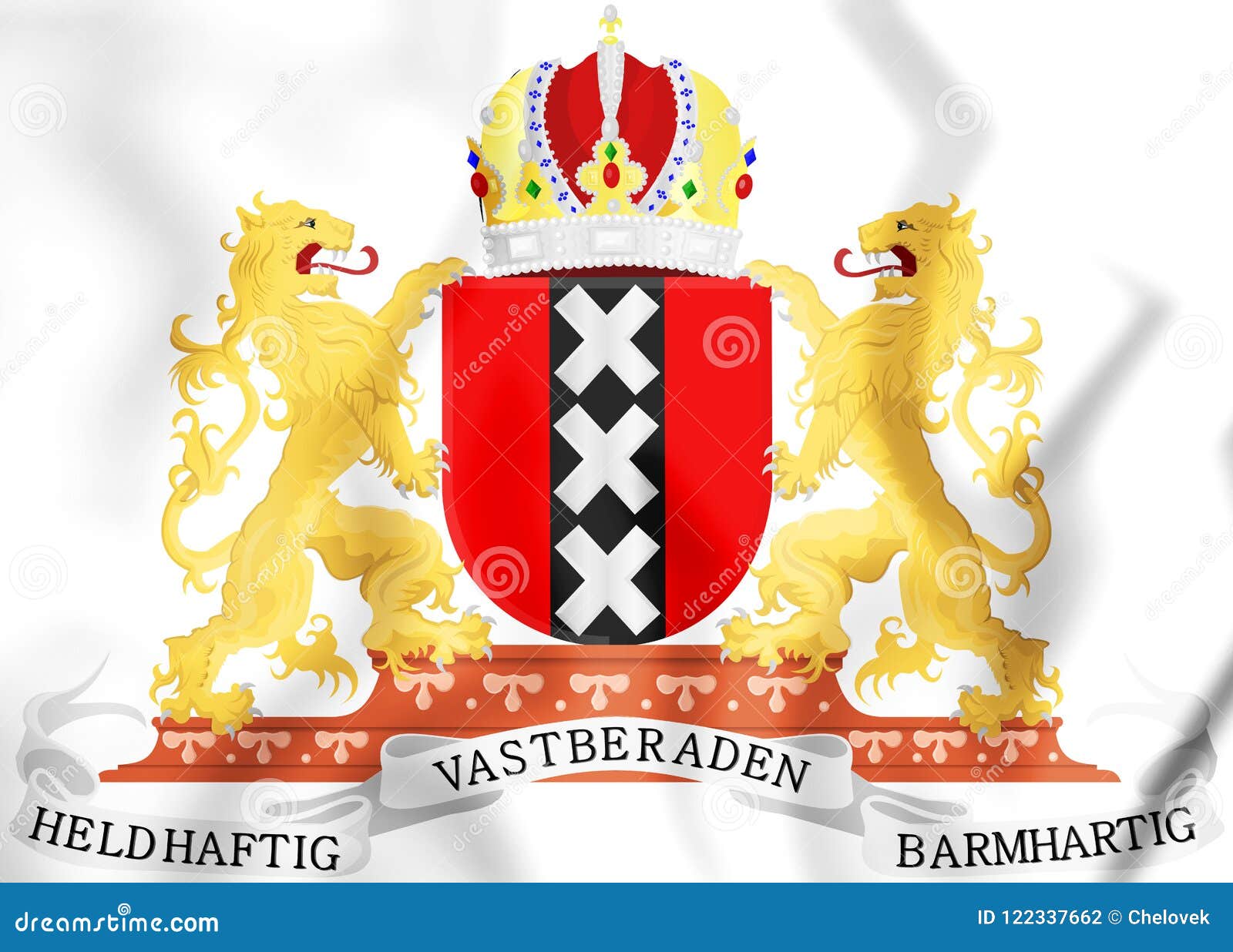 3D Amsterdam Coat of Arms, Netherlands. Stock Illustration ...