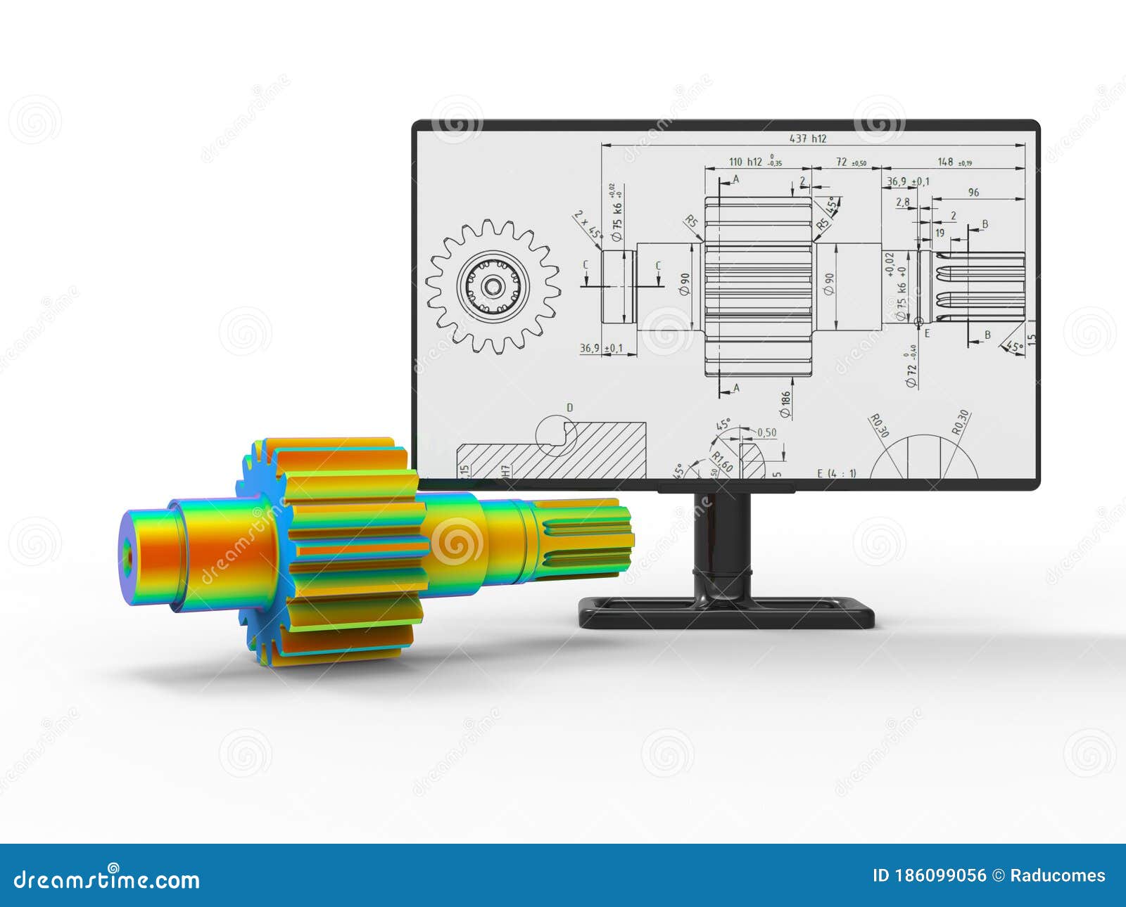 3d Analyse Van Het Eindige Element Van De Drijfas Stock Illustratie ...