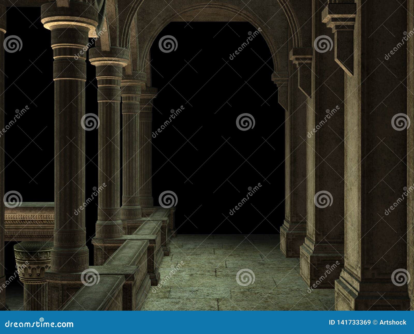 3d ancient corridors stock image. Illustration of ancient - 141733369