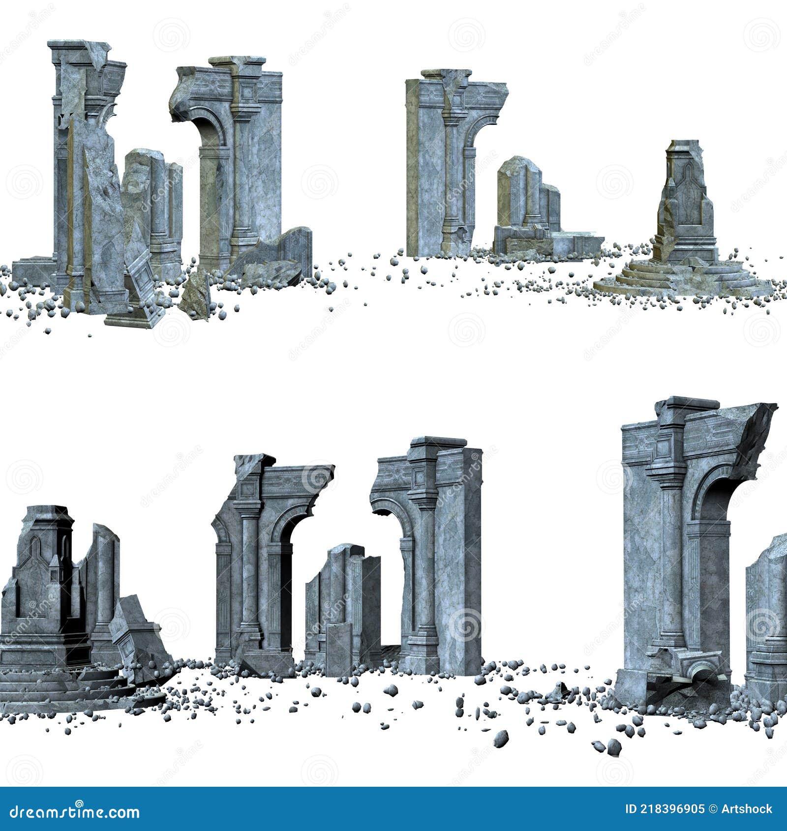 3D Ancient ruins stock illustration. Illustration of traditional ...