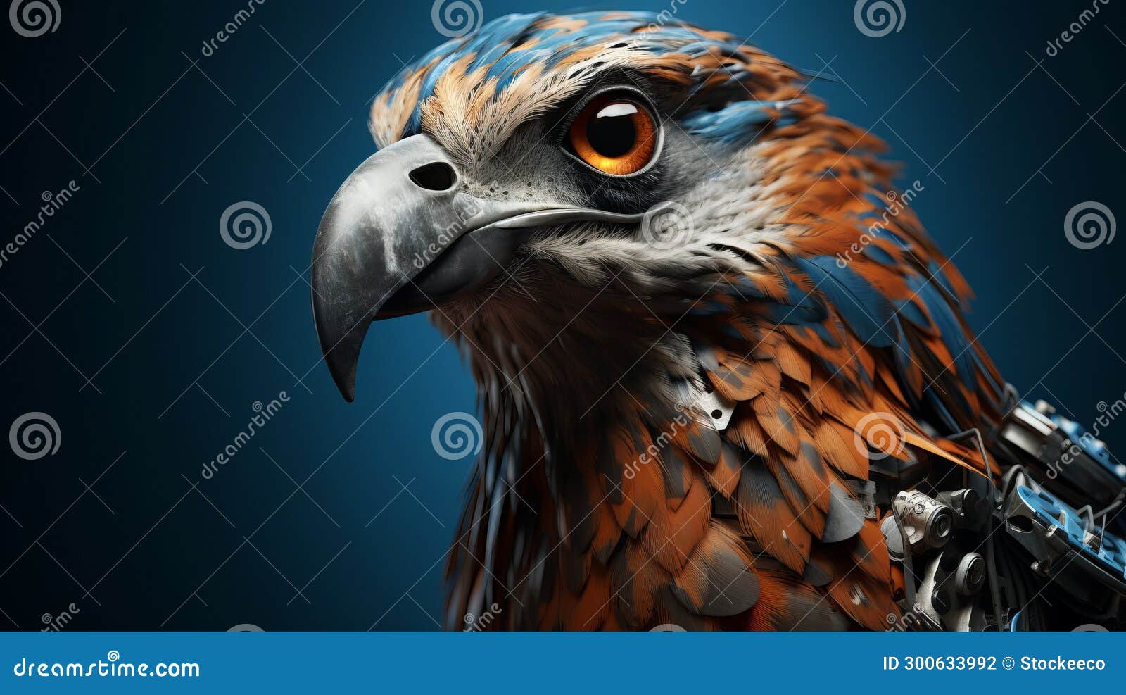 Hyper-realistic Orange Hawk Illustration with Bold Color Blends Stock ...
