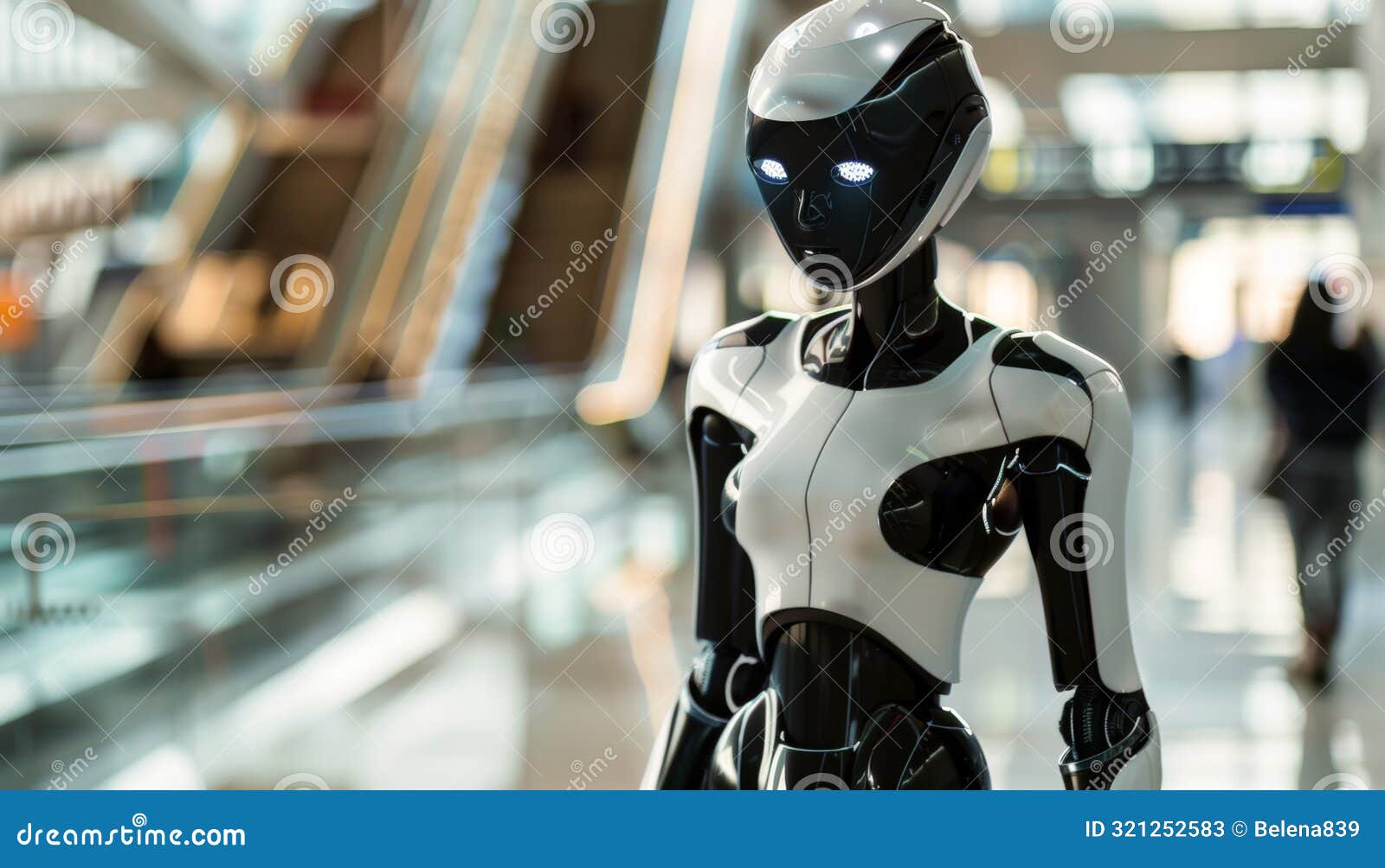 3D Android Robot Machine, Abstract Machine Learning Digital Technology ...