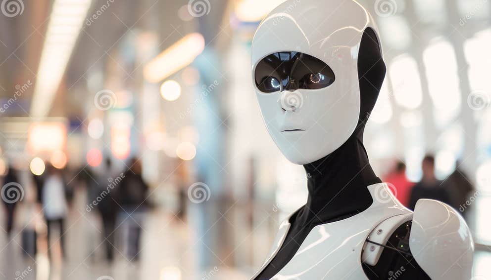 3D Android Robot Machine, Abstract Machine Learning Digital Technology ...