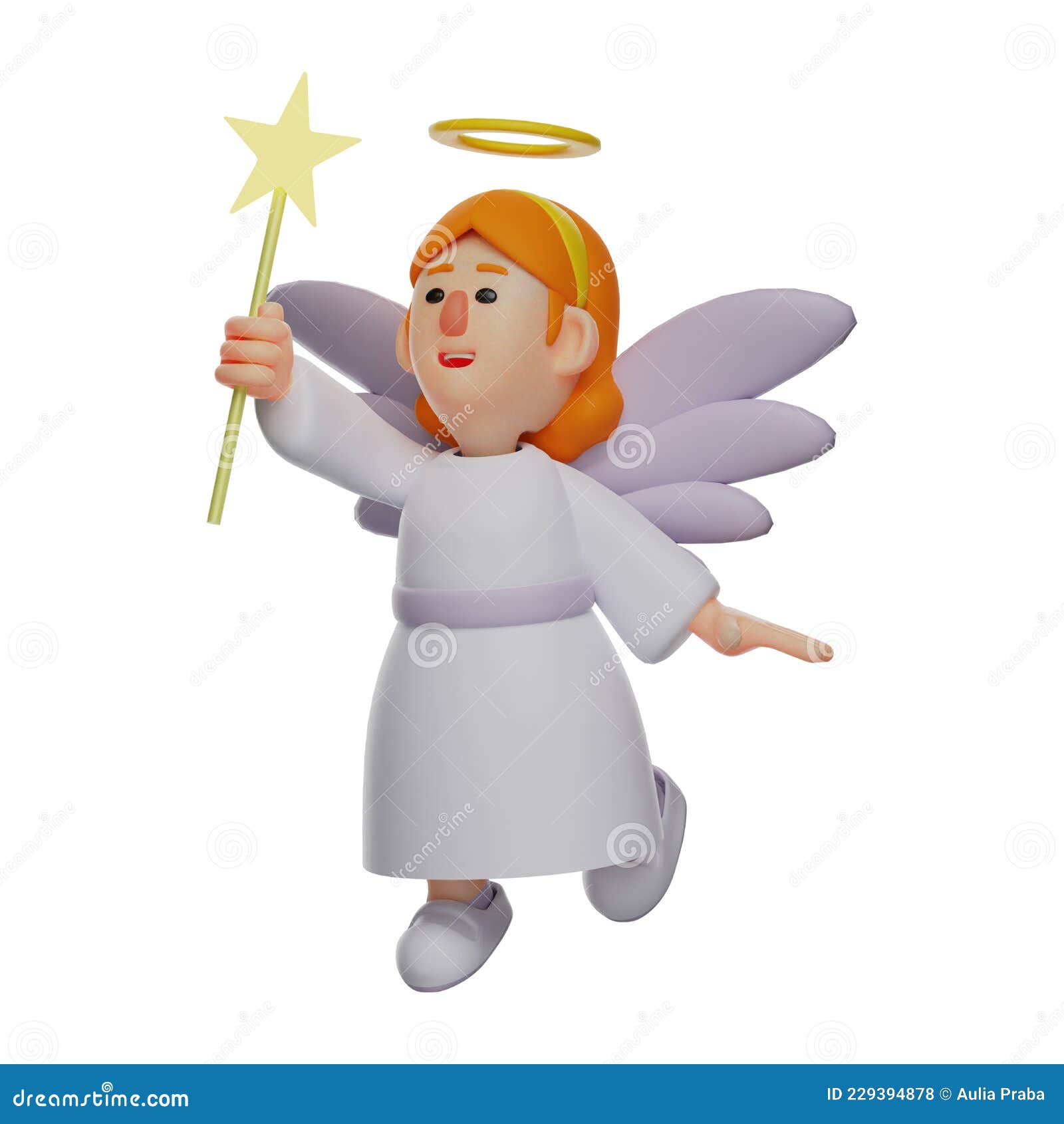 3D Angel Cartoon Illustration Holding a Magic Stick Stock Illustration ...