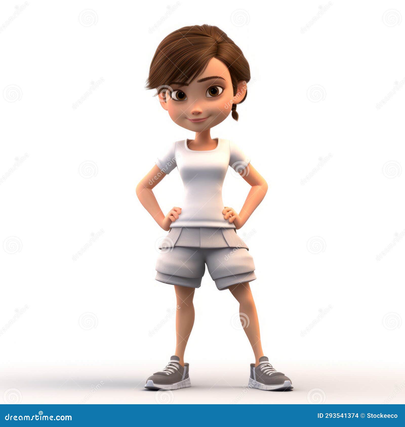 3d Animated Cartoon Realism Jennifer Young Female Player Stock
