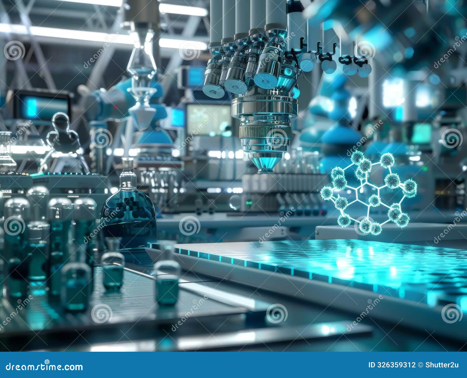 A 3D Animated Depiction of a Nanotech Laboratory Where Scientists ...