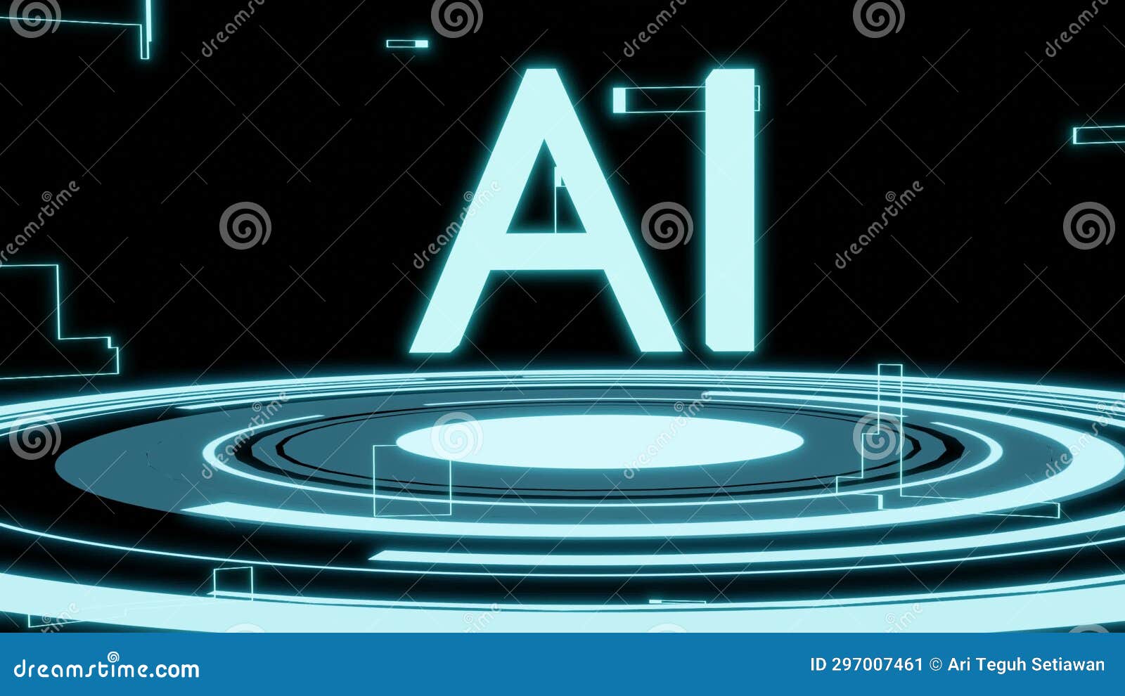 3D Animation of Artificial Intelligence (AI) in a Vibrant Blue Neon ...