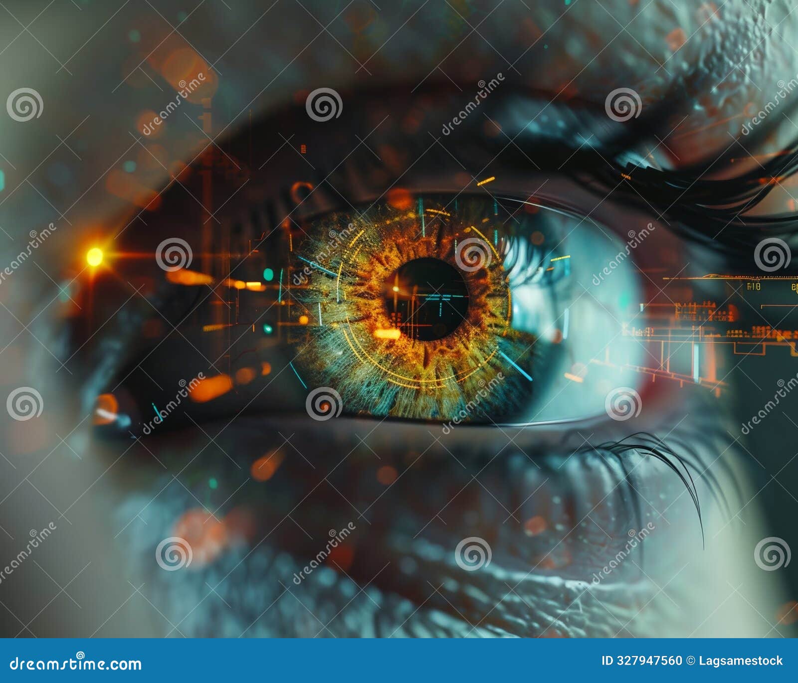 3D Animation of a Closeup Human Eye Enhanced by HUD Technology To ...