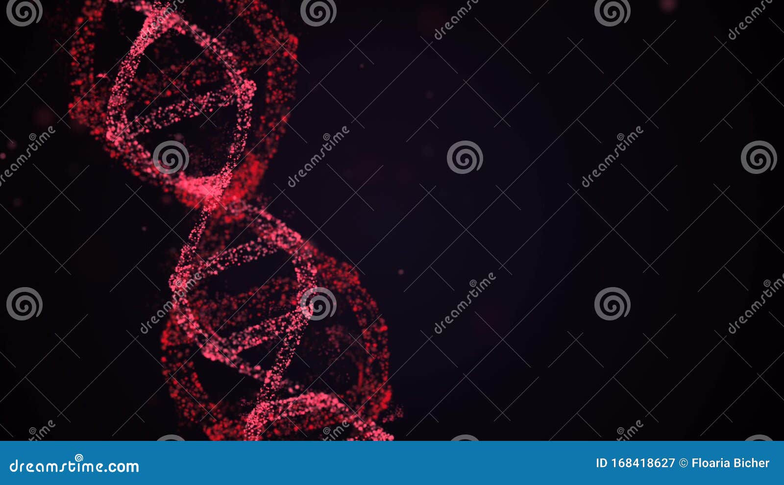 3D Animation DNA Molecule Structure Turning Around in Flame of Lasers ...
