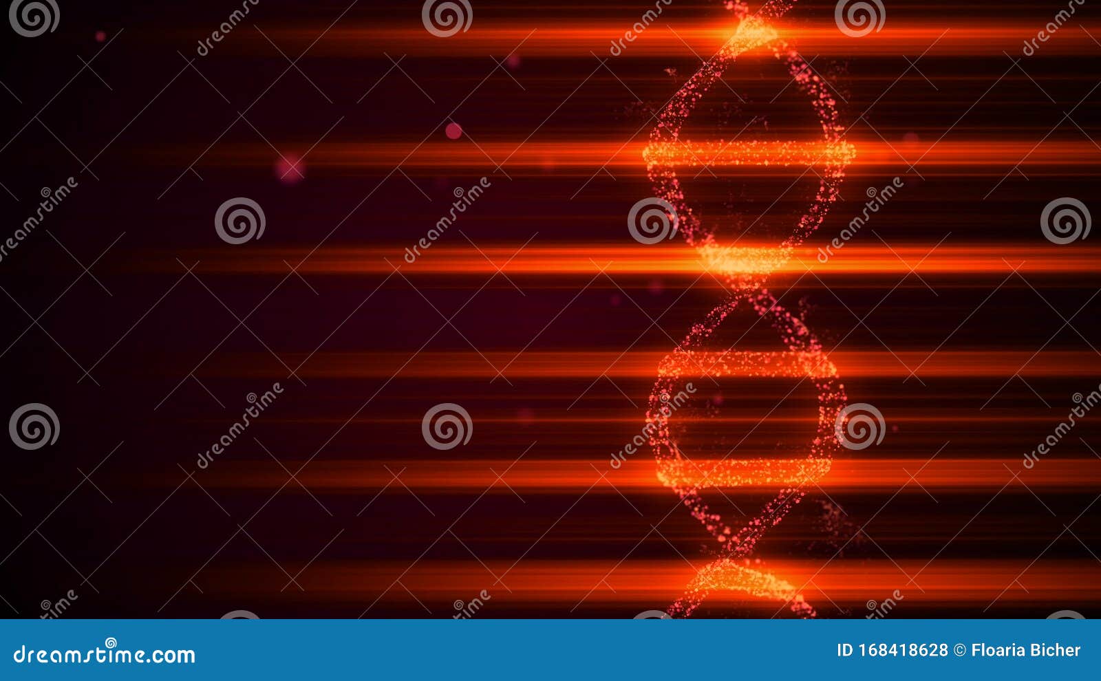 3D Animation DNA Molecule Structure Turning Around in Flame of Lasers ...