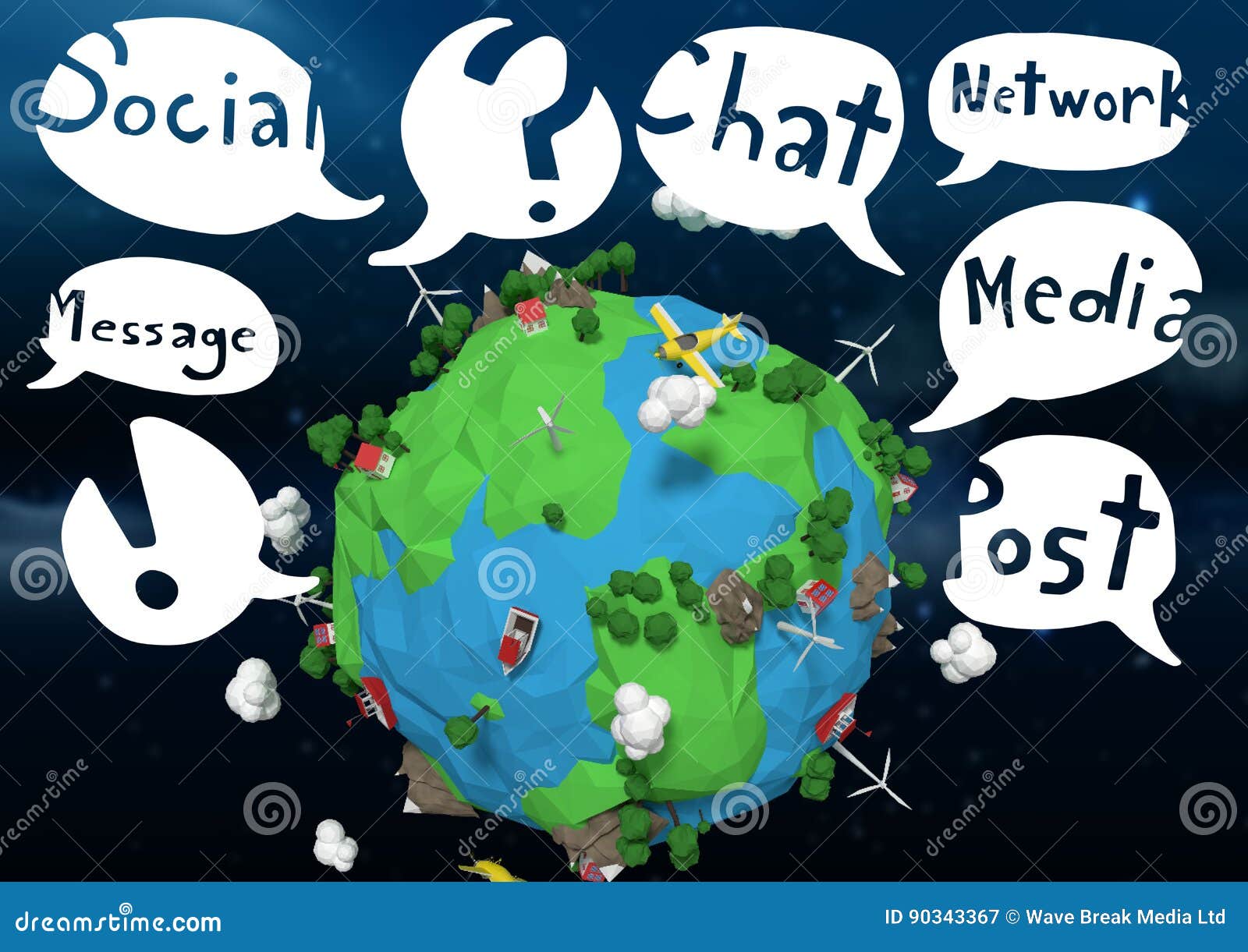 3D Animation Earth with Bubble Graphics Stock Illustration ...