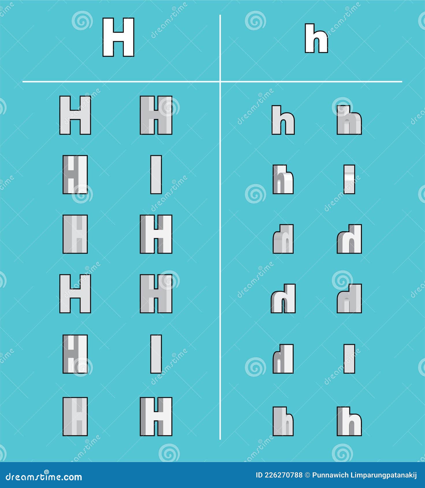 3D Animation Capital Letters Lower Case H Stock Vector - Illustration ...