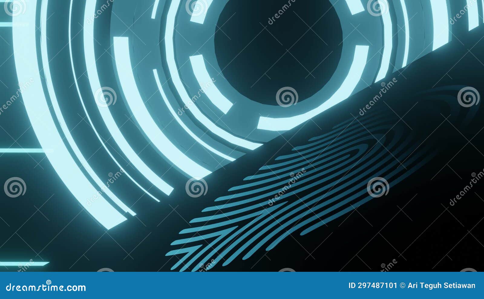 3D Animation of Fingerprint and Circular Technology Shape in a Vibrant ...