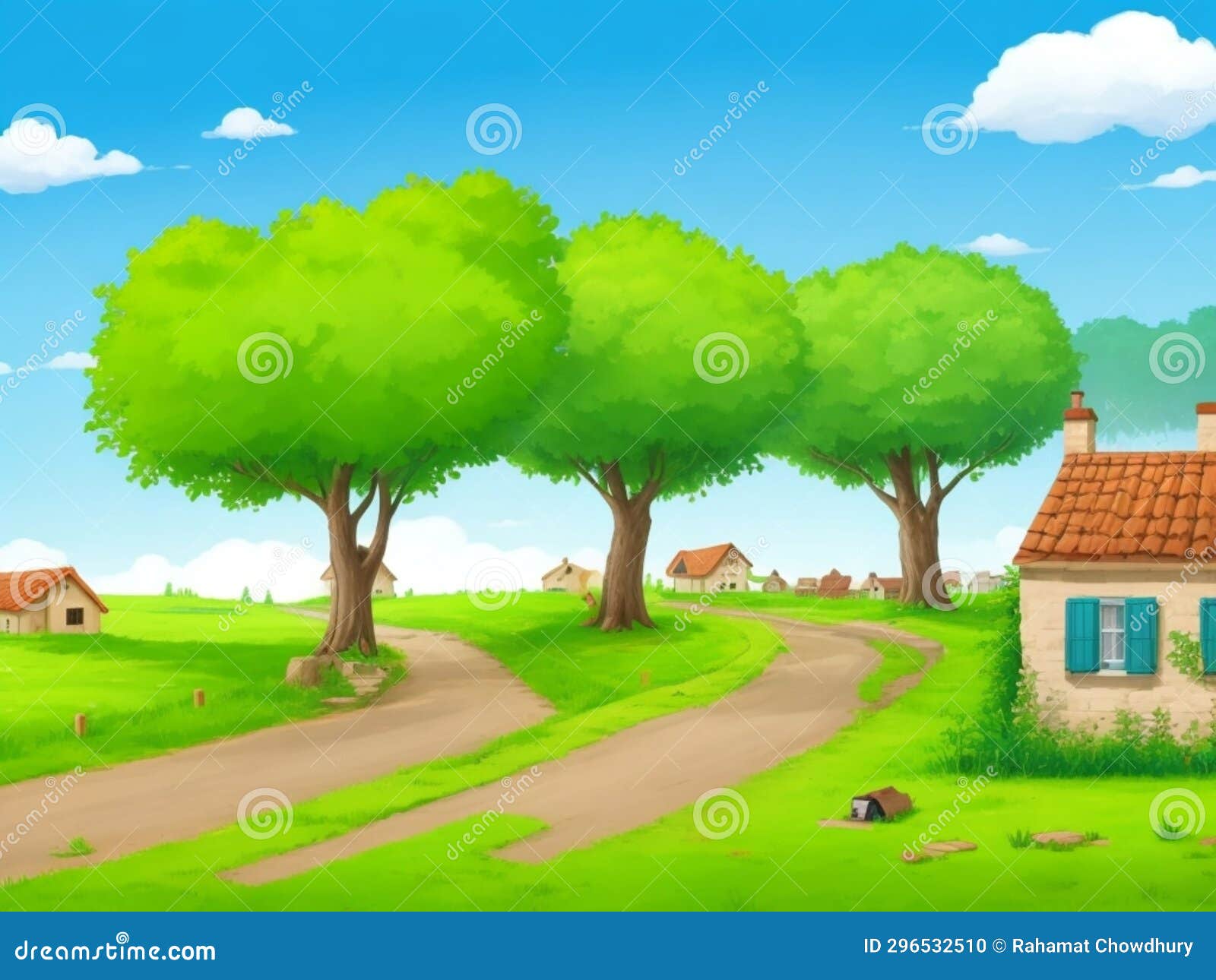 3D Animation Forest Scene with Various Forest Trees Stock Illustration ...
