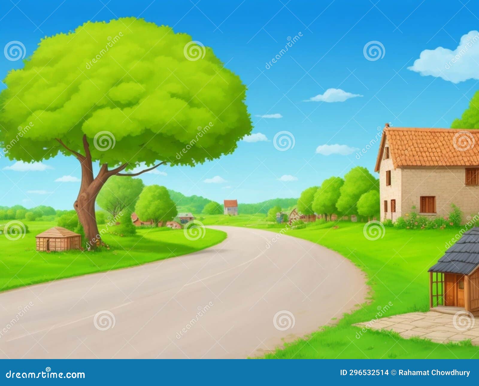 3D Animation Forest Scene with Various Forest Trees Stock Illustration ...