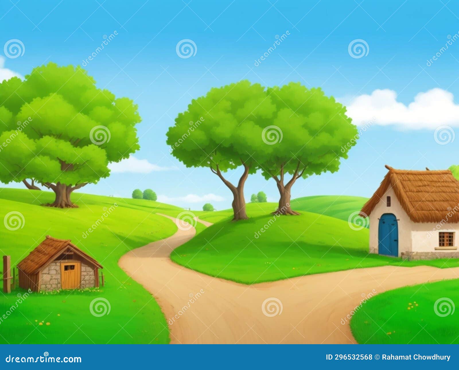 3D Animation Forest Scene with Various Forest Trees Stock Illustration ...